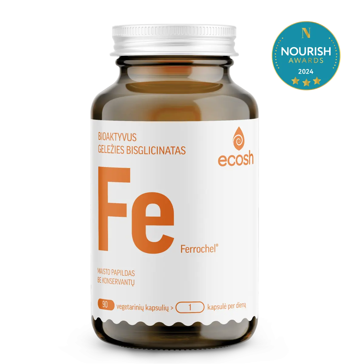 ECOSH, Bioaktyvi Geležis Ferrochel® 27mg su Vitaminu C - Wellpert
